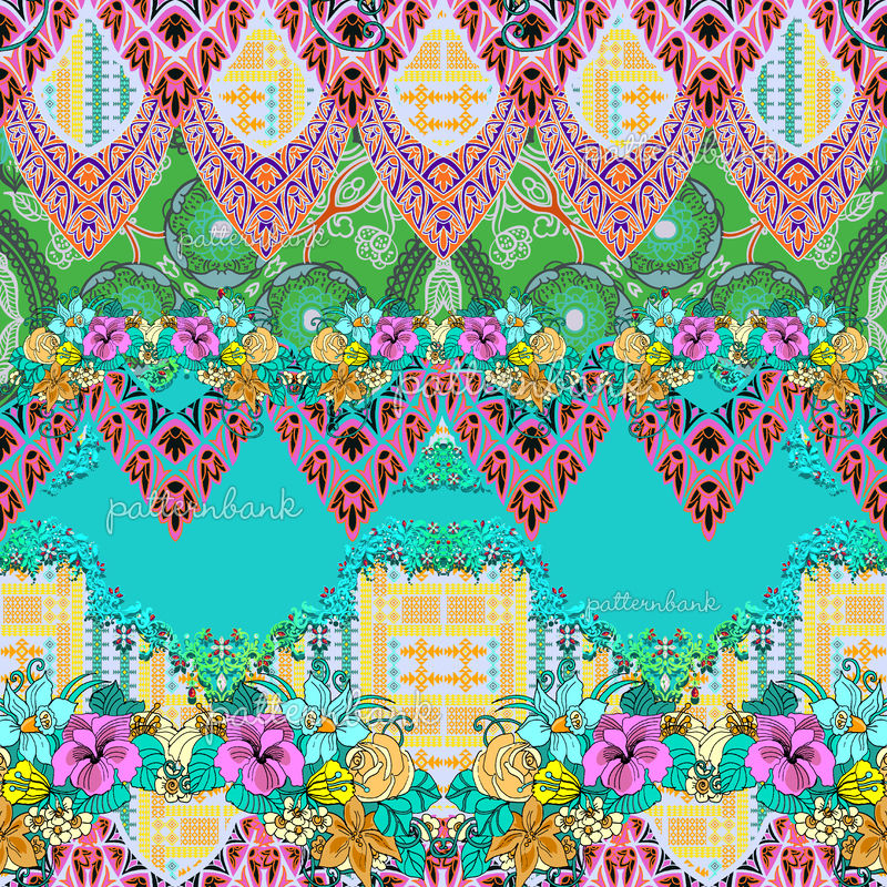 Zig Zag Flowers by Ilha da estampa Seamless Repeat Royalty-Free Stock ...