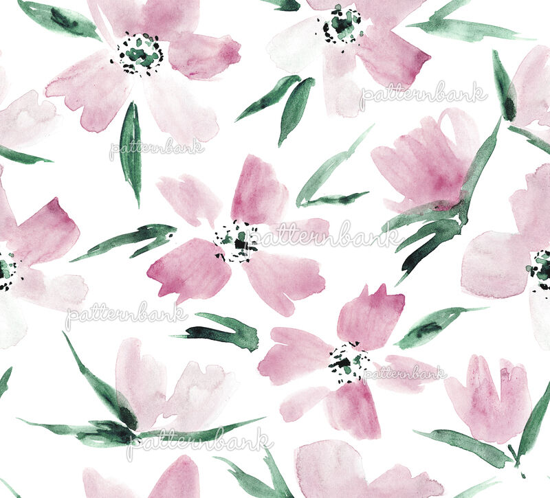 Blush Pink Watercolor Florals by Katerina Tova Seamless Repeat Royalty ...