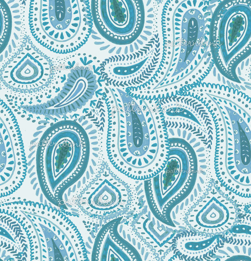 Blue Paisleys - Hand Drawn Paisley Doodles by Oana Soare Seamless ...