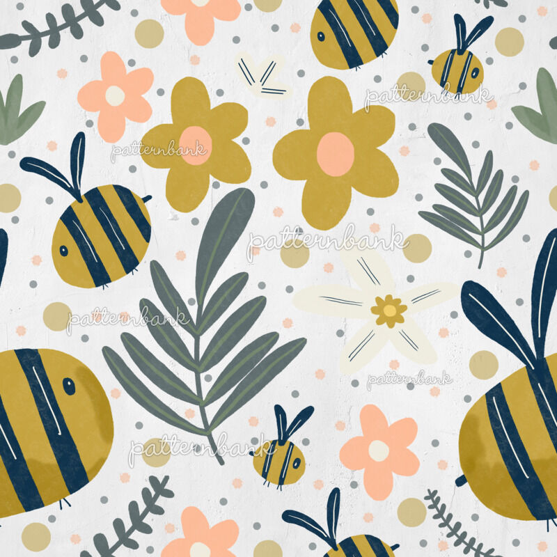 Buzzy Bee Seamless Pattern by Sarah McAlpine Seamless Repeat Royalty ...